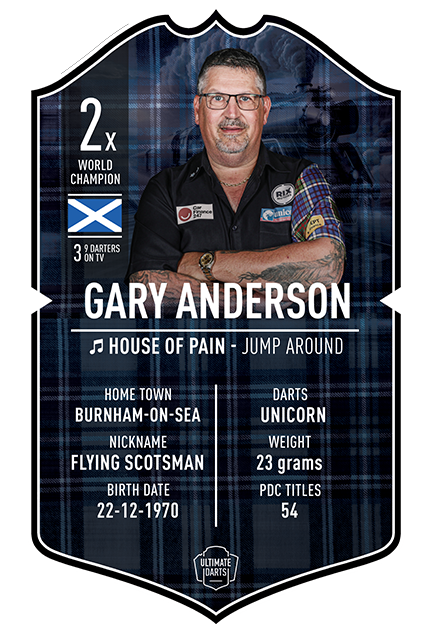 GARY ANDERSON ULTIMATE DARTS CARD