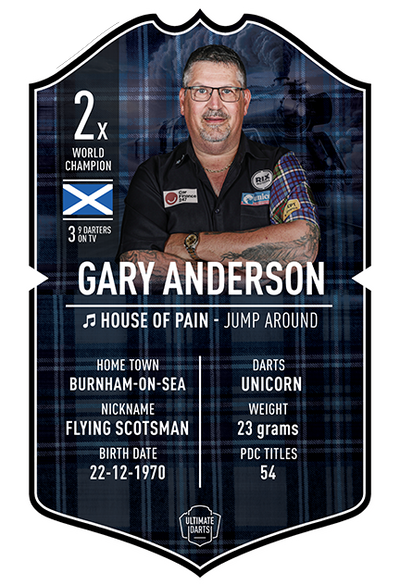 GARY ANDERSON ULTIMATE DARTS CARD